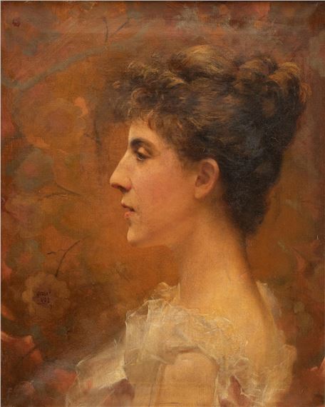 Hubert Vos | Portrait of a girl in profile, 1891 (1891) | MutualArt