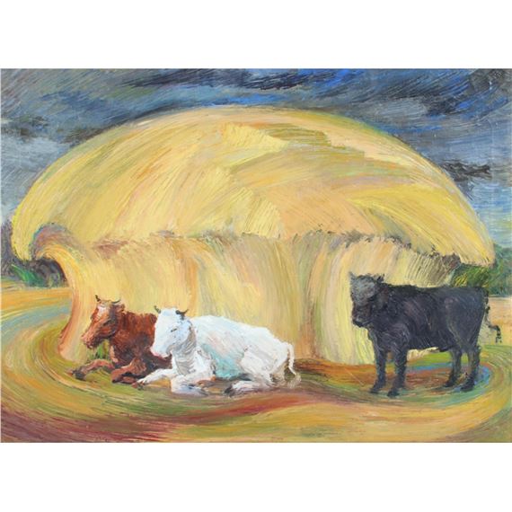 Arthur Helwig | Cows in the Hay | MutualArt