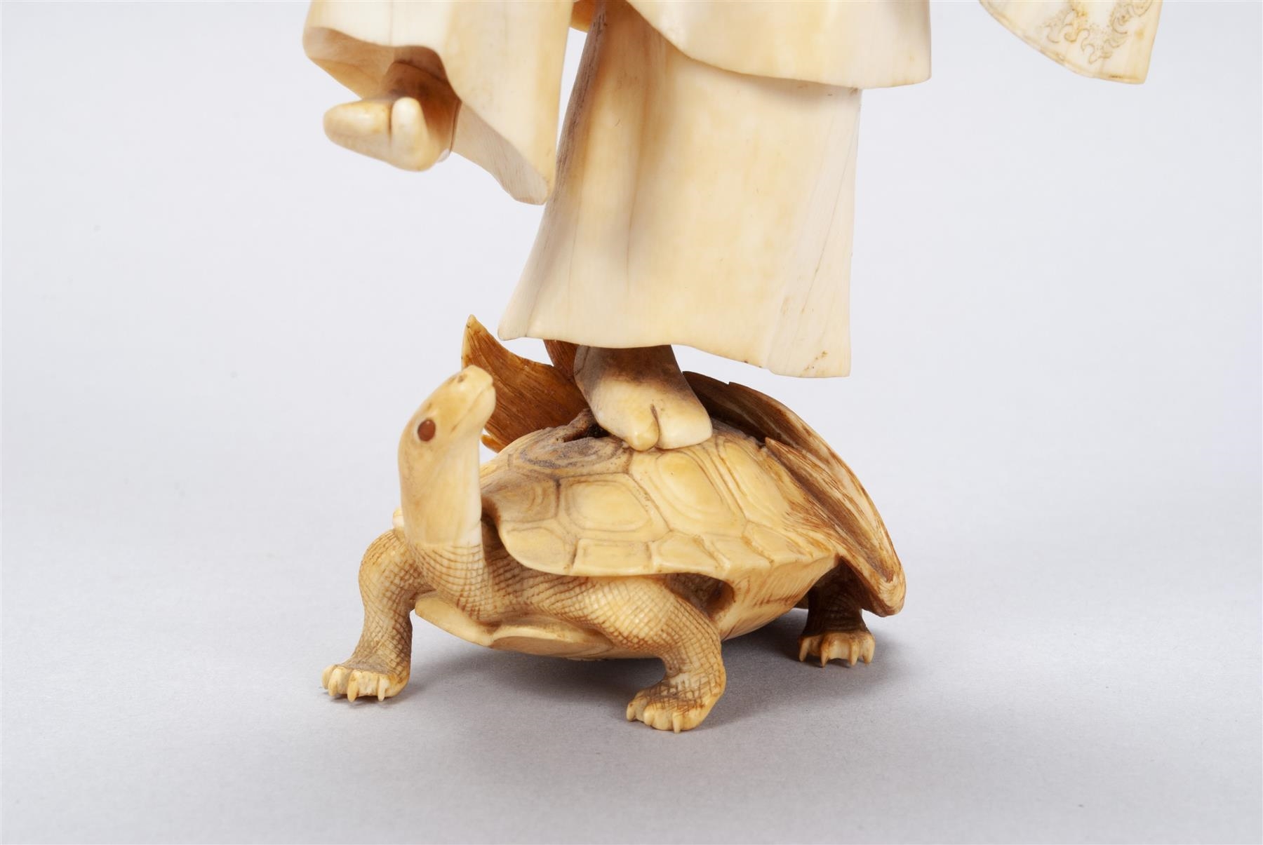 Japanese School, 20th Century | IVORY OKIMONO OF FIGURE WITH TURTLE ...