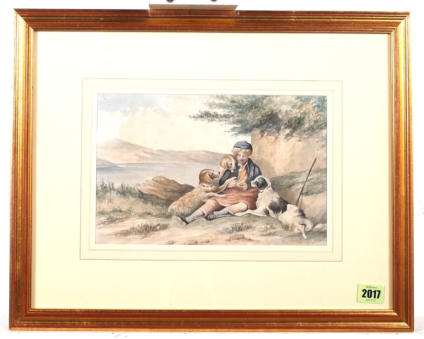 Samuel Fulton | A boy with his dogs | MutualArt