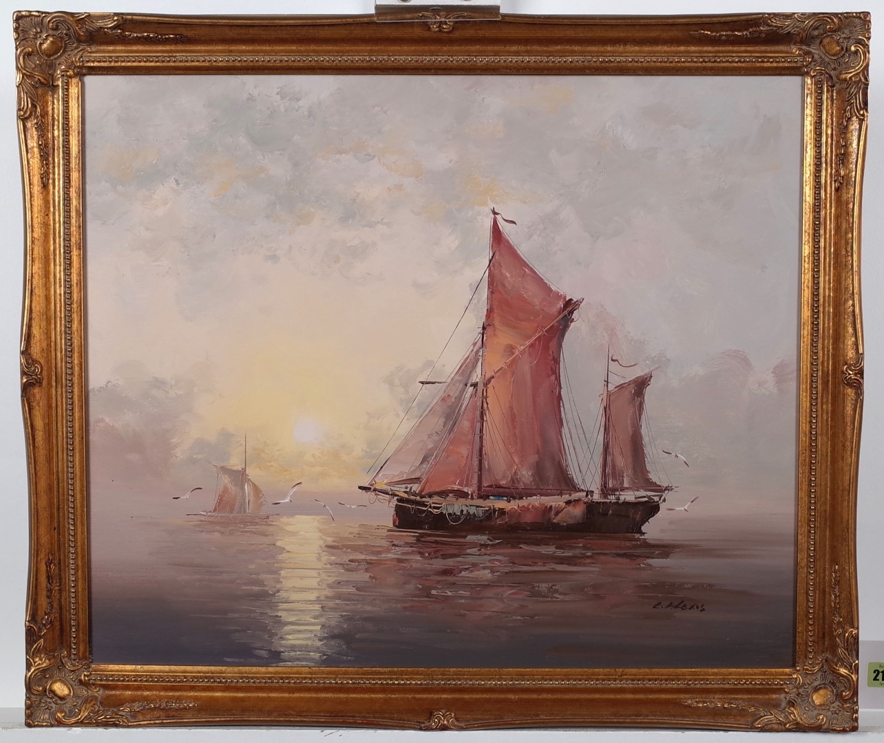 L. Alexis | Fishing boats at sunset | MutualArt