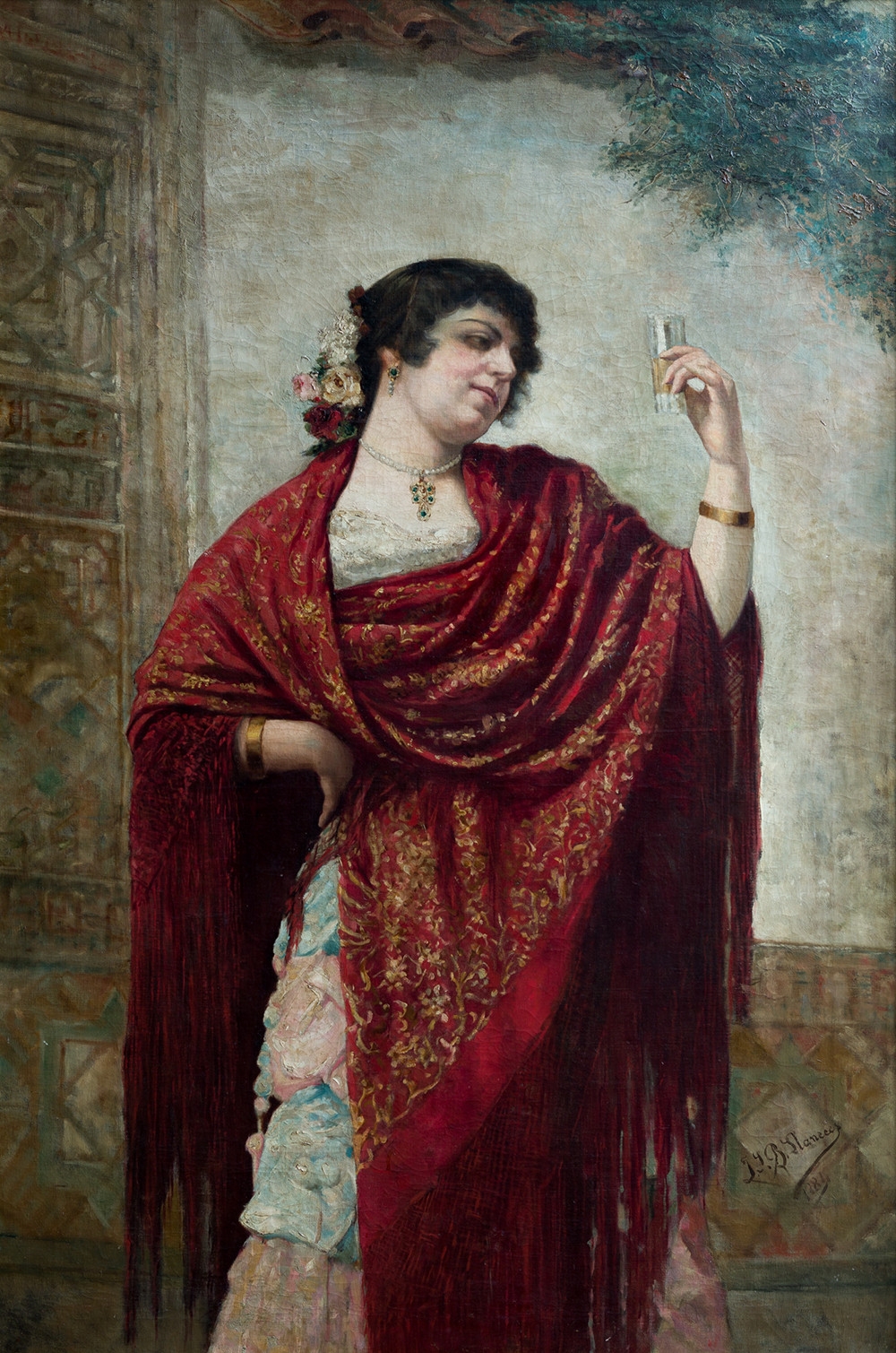 José Llaneces | Dama con mantón (1884) | MutualArt