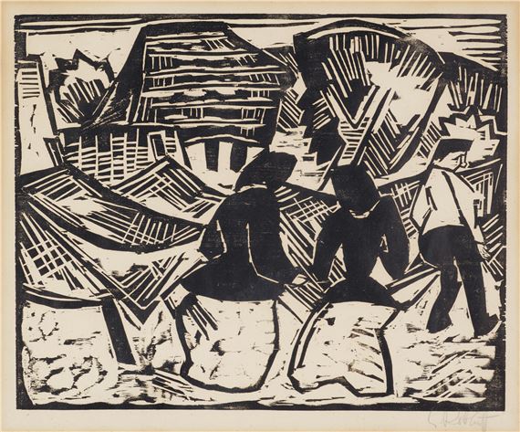 Karl Schmidt-Rottluff | Bei den Netzen, from Zehn Holzschnitte von ...