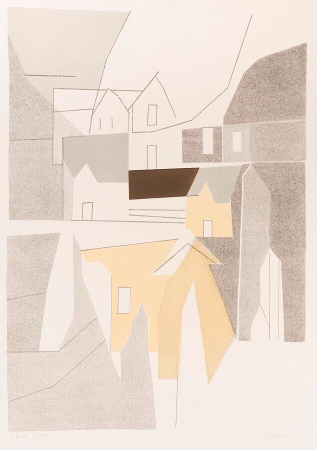 André Beaudin | The Yellow and Gray Houses; Attached is L'hiver (1957 ...