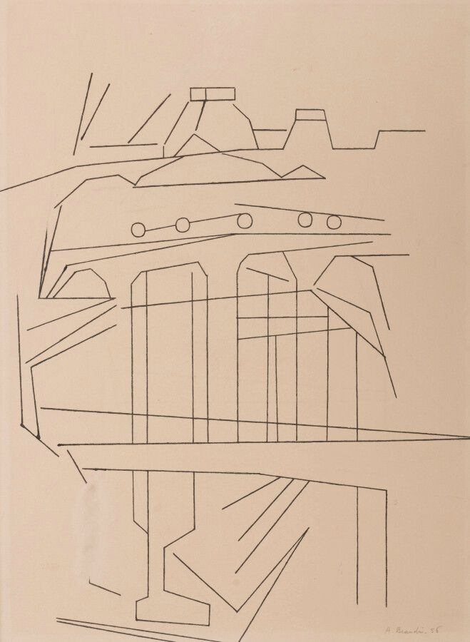 André Beaudin | The Louvre Bridge and the Lights (1956) | MutualArt