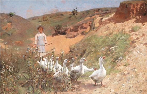 Frederick Hall | Returning home (1884) | MutualArt