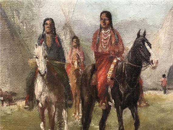 Julius Jacques Rorphuro | Native Americans on Horseback wit Teepees ...