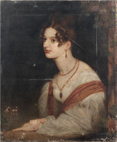 Richard Westall | Circle of a young lady, said to be Miss Daniels, half ...