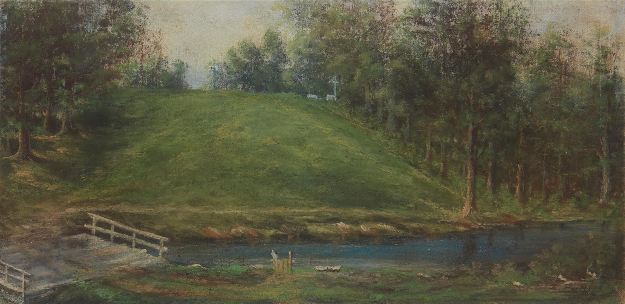 Ernest Henry Pohl | Landscape with footbridge | MutualArt
