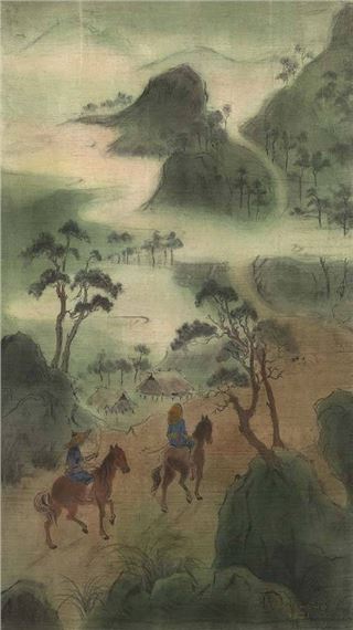 Tran Dzu Hong | Cavaliers sur une route de montagne (1951) | MutualArt