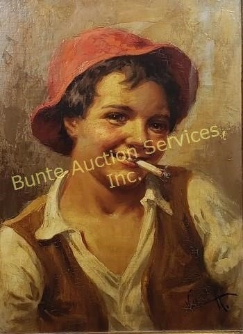 Antonio Vallone | Young boy smoking | MutualArt