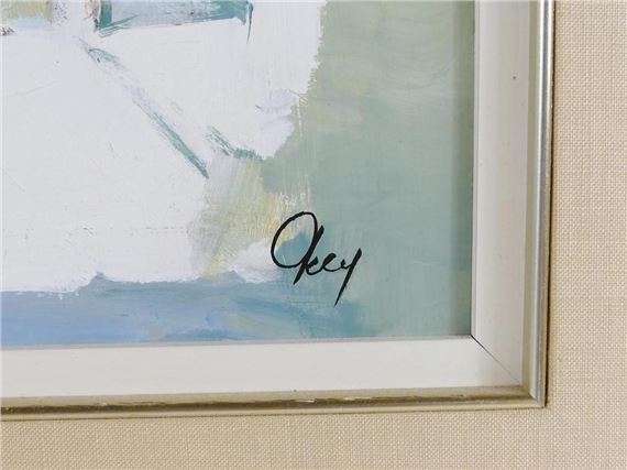 Ronald N. Okey | Untitled: Three Figures at an Entranceway | MutualArt