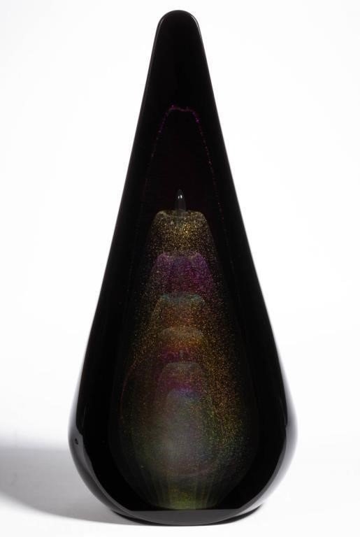 Stuart Abelman | TIERED FOUNTAIN STUDIO ART GLASS UPRIGHT PAPERWEIGHT ...