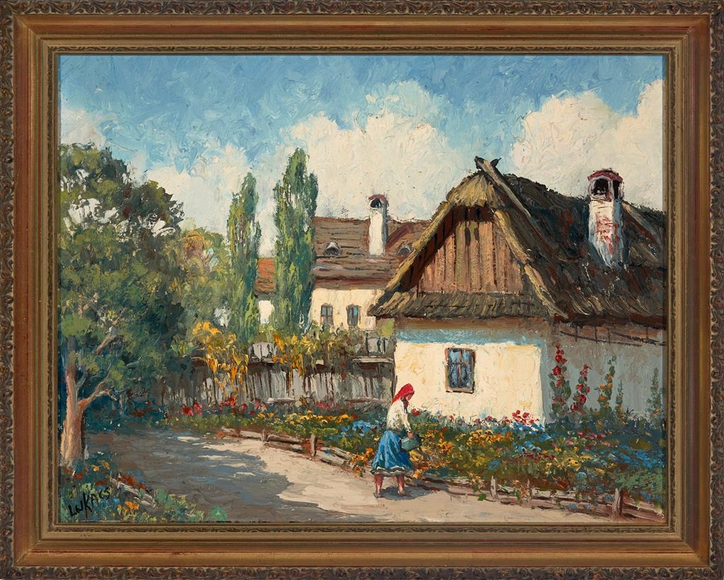 Les Lukacs | Watering the Village Garden | MutualArt