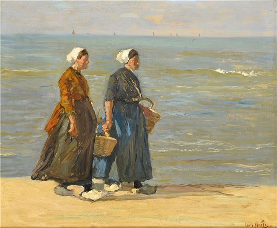 Louis Hartz | Vissersvrouwen op het strand te Scheveningen (1909 ...