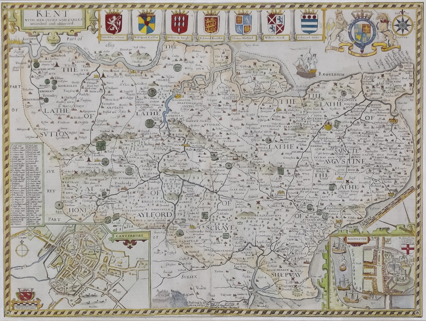 John Speed | Map of Kent with her Cities and Earles Defcribed and ...