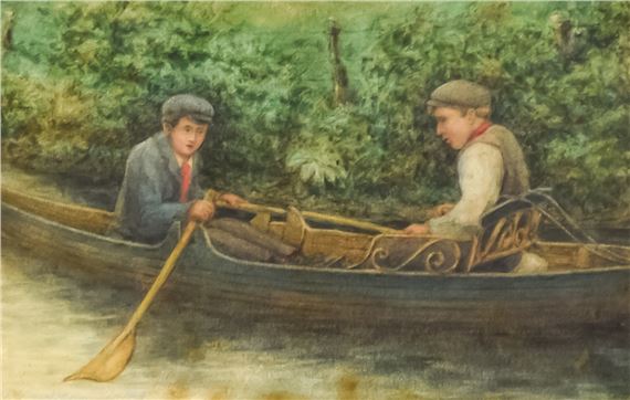 Reginald E. Edgecombe | Boys in a rowing boat | MutualArt