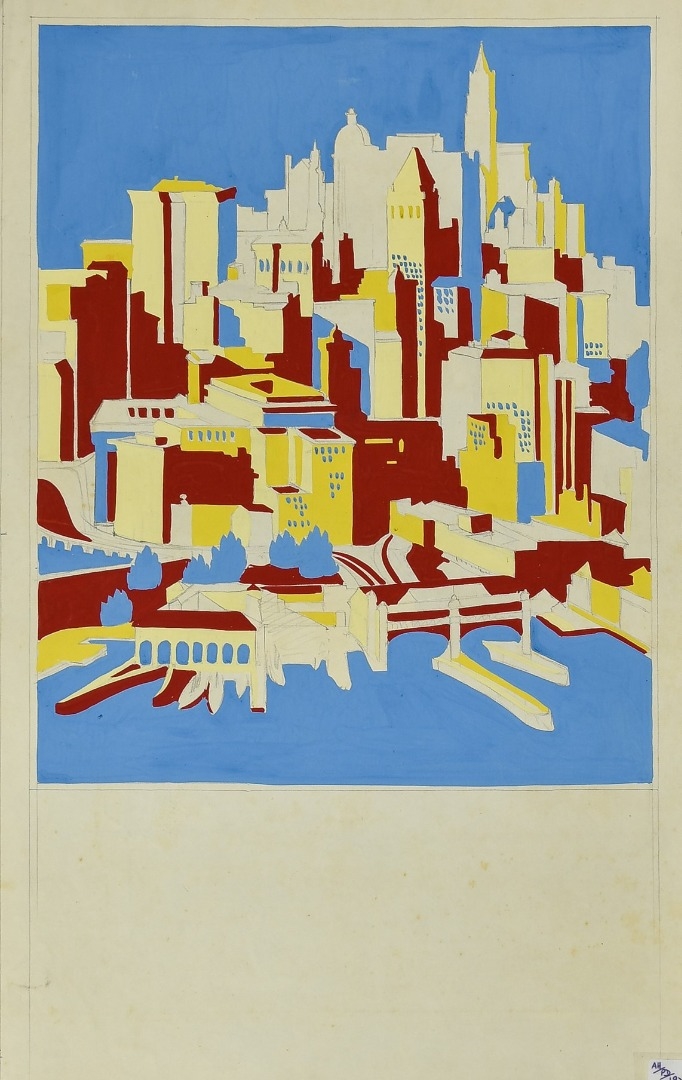 Albert Edward Halliwell | New York cityscape with waterfront | MutualArt
