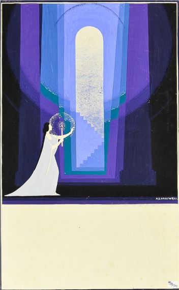 Albert Edward Halliwell | Theatrical scene with lady and candle | MutualArt