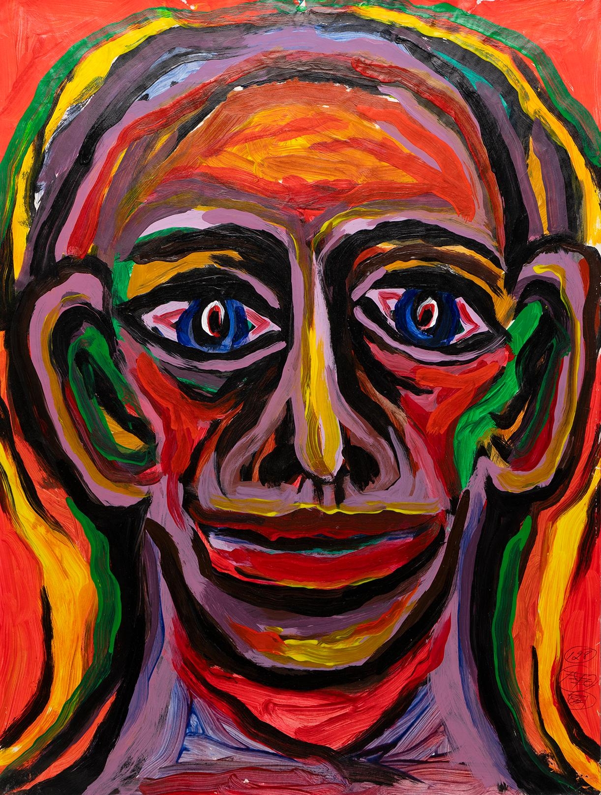 Robert C. Aller | Colourful Portrait With Red Background | MutualArt