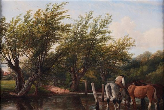 Thomas Baker | Horses watering (1854) | MutualArt