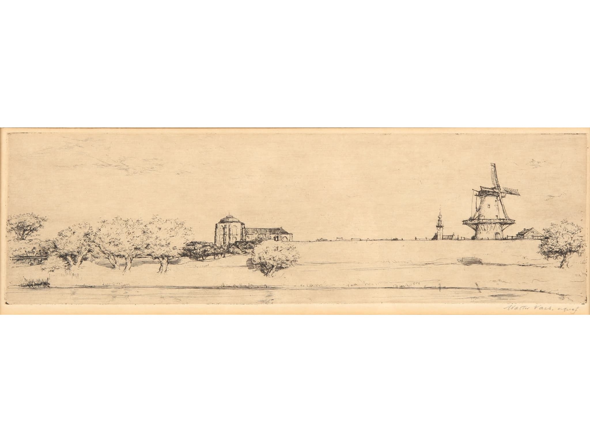 Walter Vaes | Vergezicht op Veere met molen | MutualArt