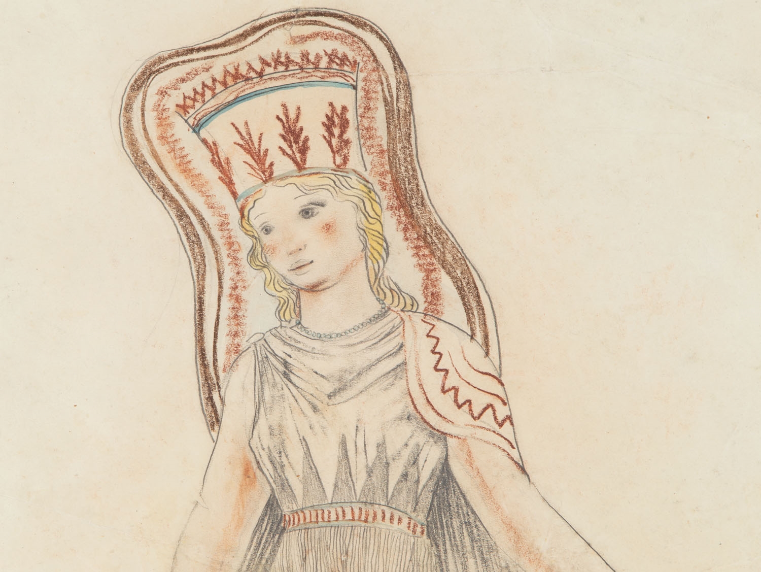 Bolesław Cybis | Girl in a Stylized Folk Costume (1926 - 1928) | MutualArt