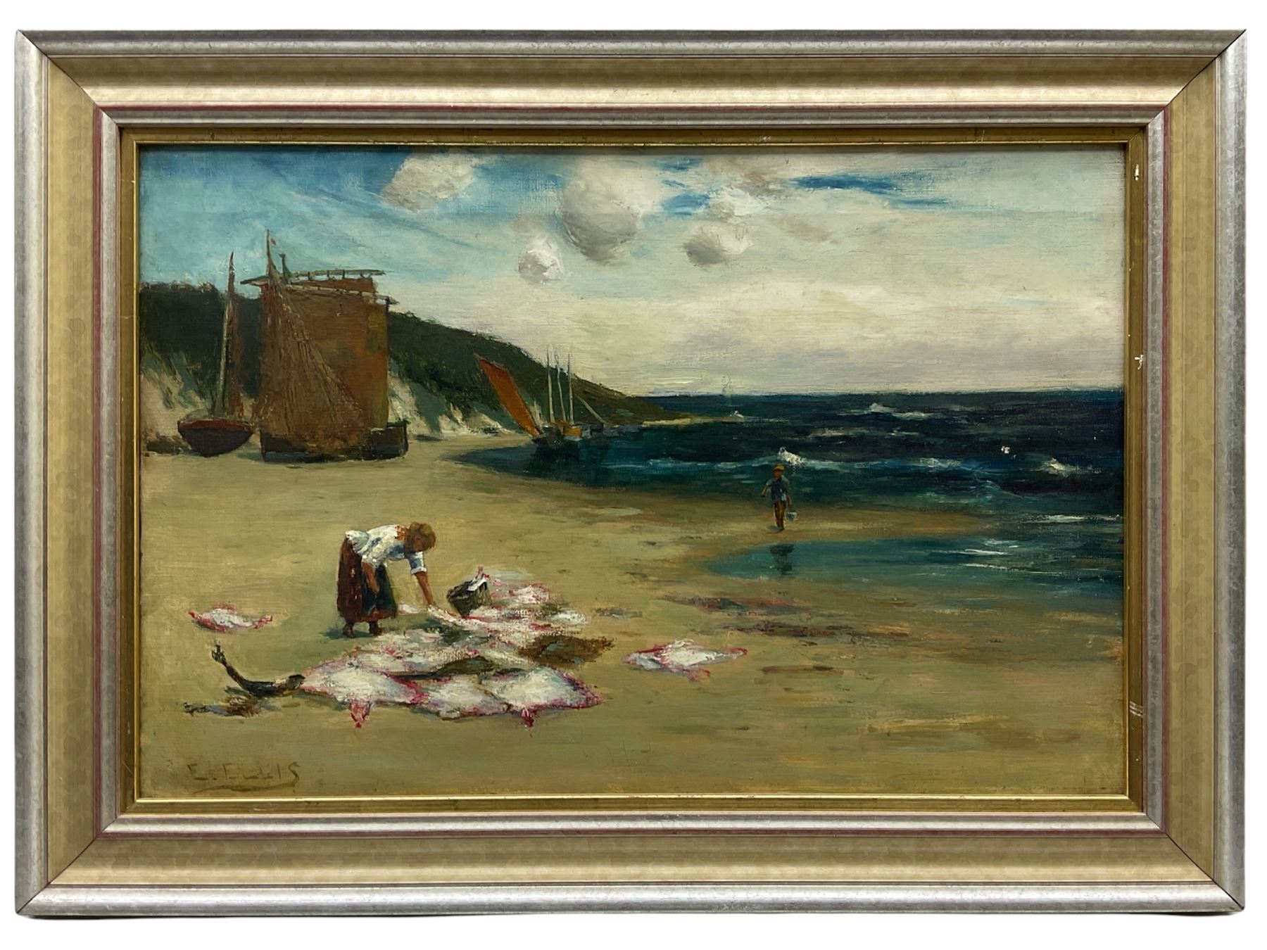 Edwin Ellis | Fishwife Cleaning Skate on the Shore | MutualArt