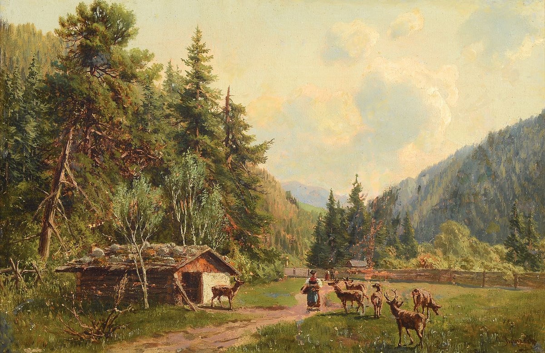 Otto von Ruppert | deer in enclosure | MutualArt