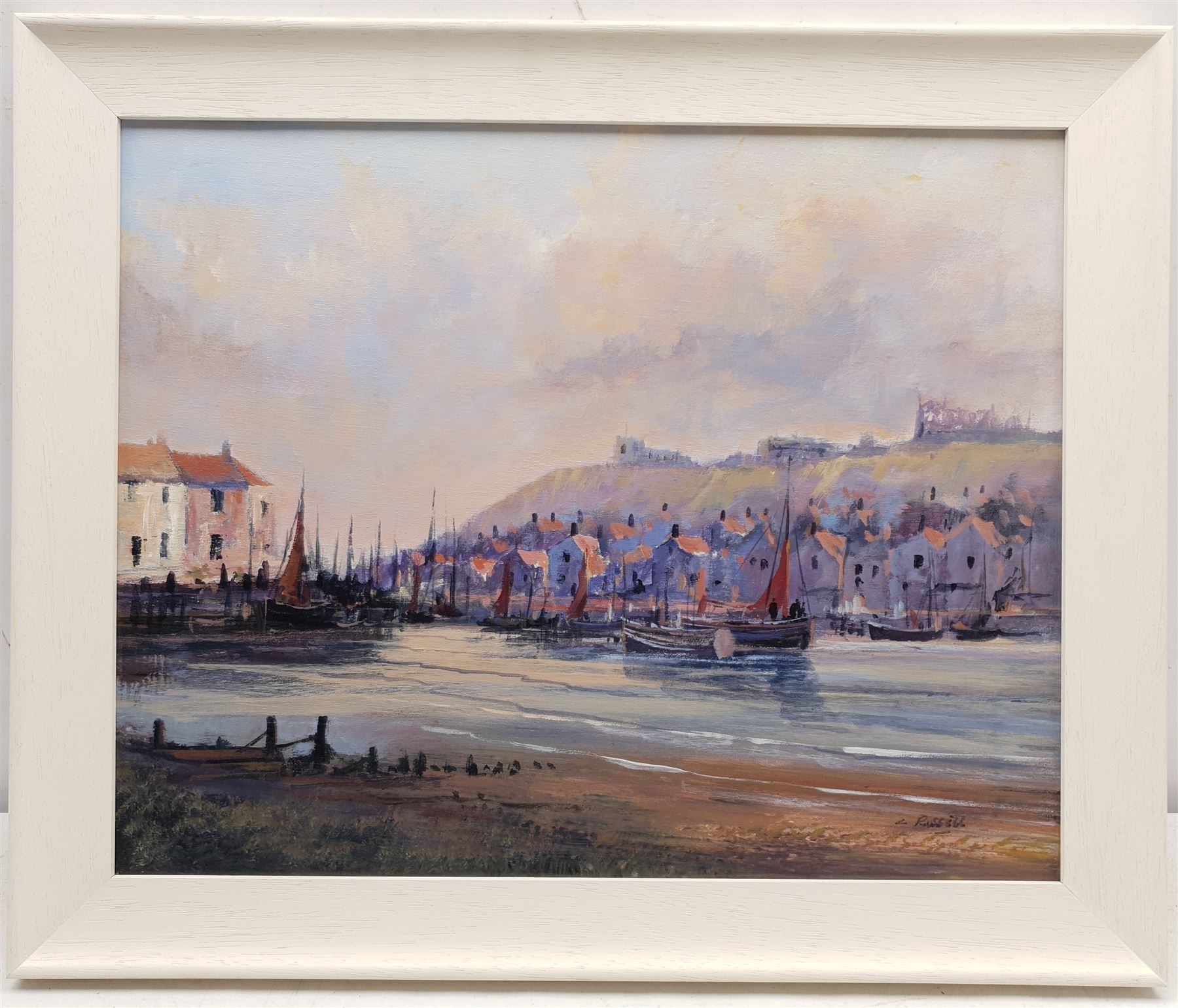 Colin Russell | Whitby Harbour with a view of the Abbey | MutualArt