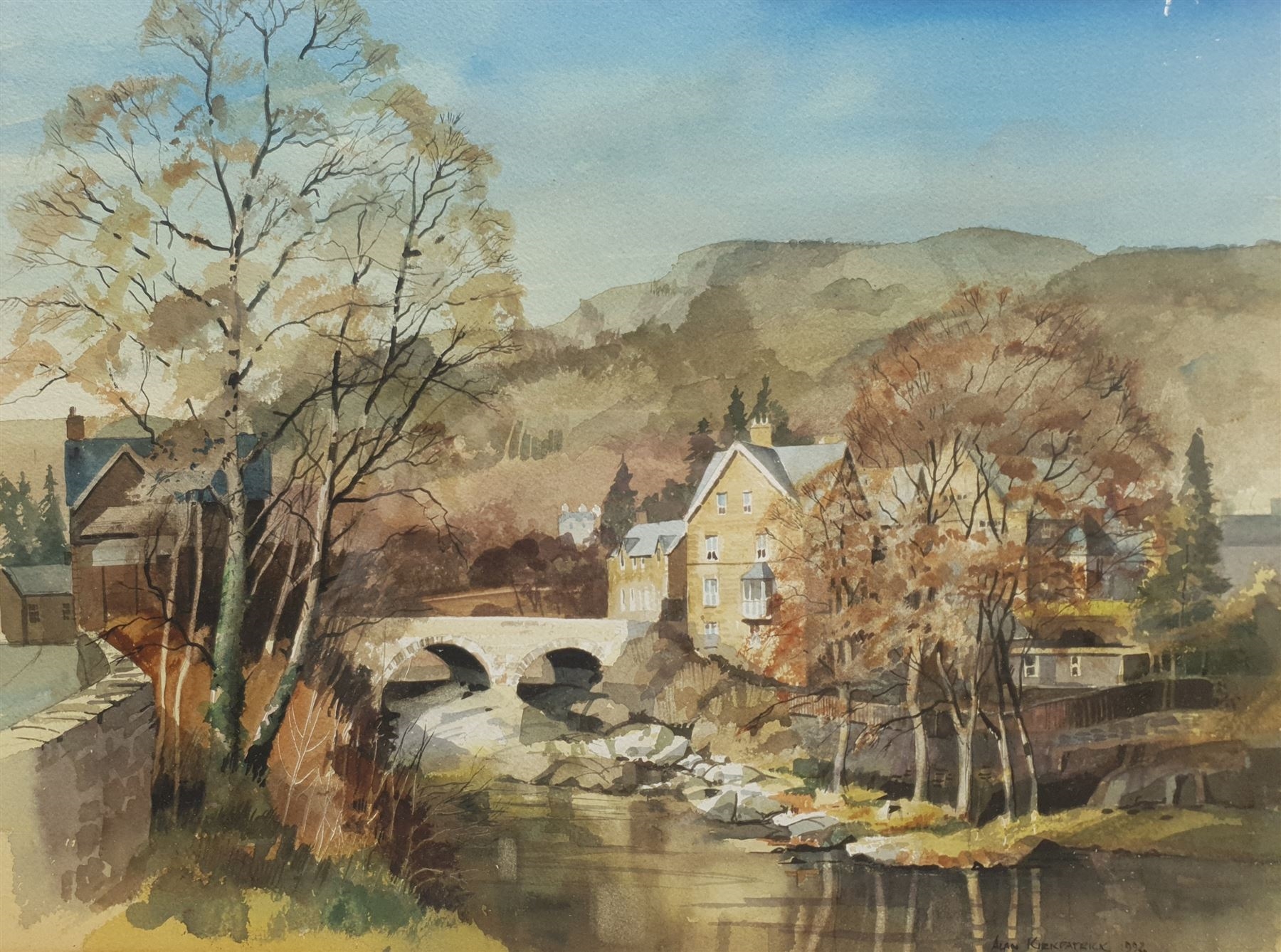 Alan Kirkpatrick | Welsh Village with River (1992) | MutualArt