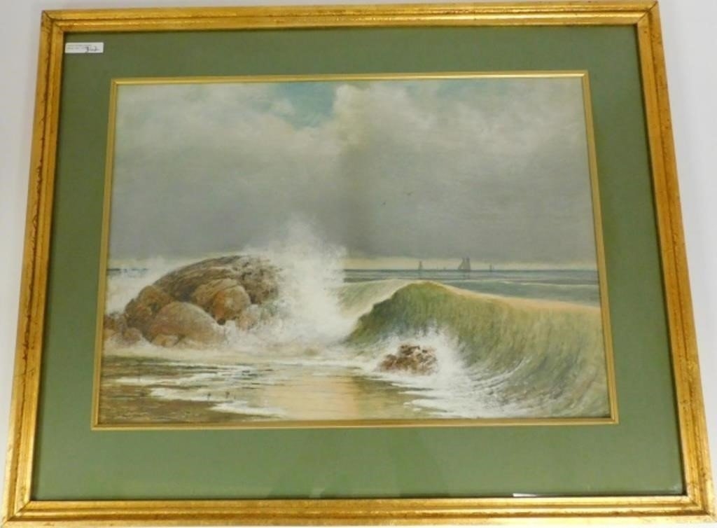 Samuel Roscoe Chaffee | A coastal scene of waves crashing over rocks ...