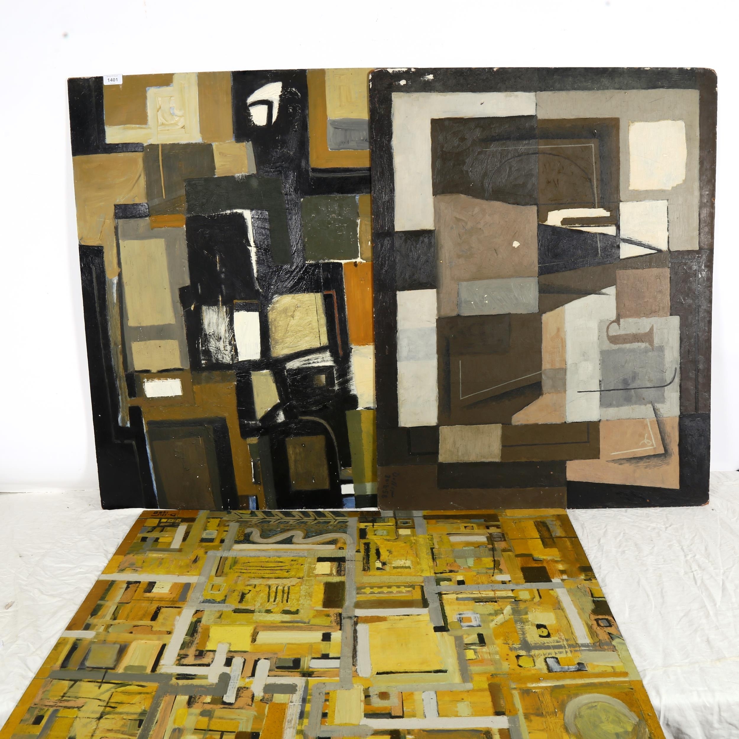 Ron Dellar | 3 abstract oils on board | MutualArt