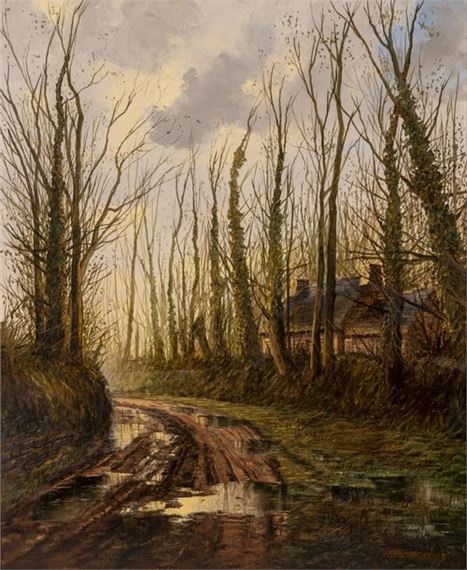 Raymond Quence | Soggy hollow path in autumn, in the Sarthe. | MutualArt