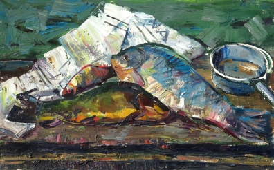 Maija Eliase | Klusā daba ar zivīm | MutualArt