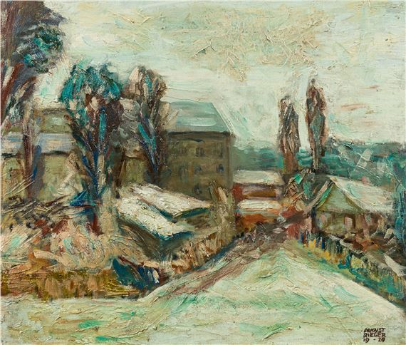August Rieger | Suburb in the winter (1924) | MutualArt