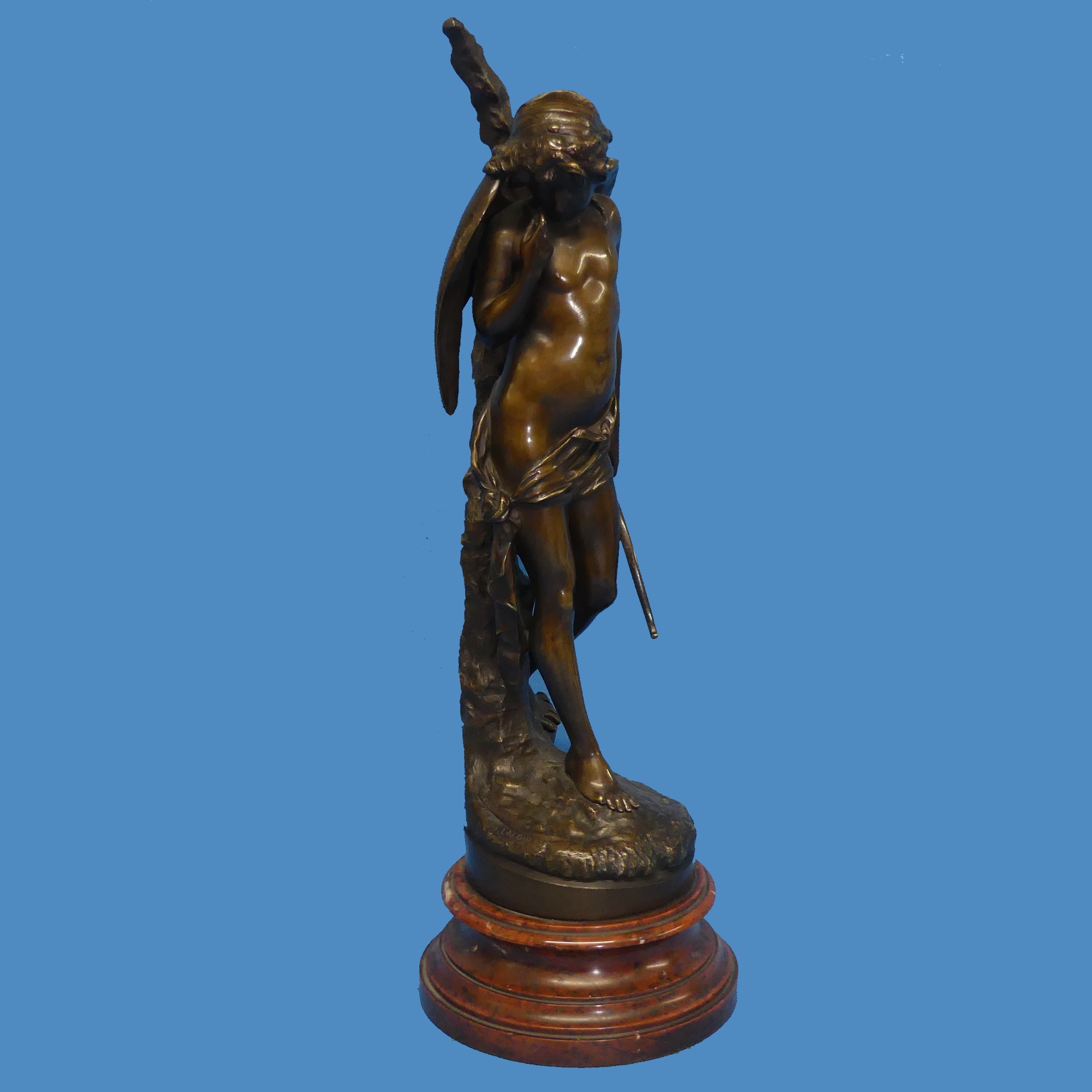 Auguste Louis Lalouette | Figure of Cupid leaning on a rustic stump ...