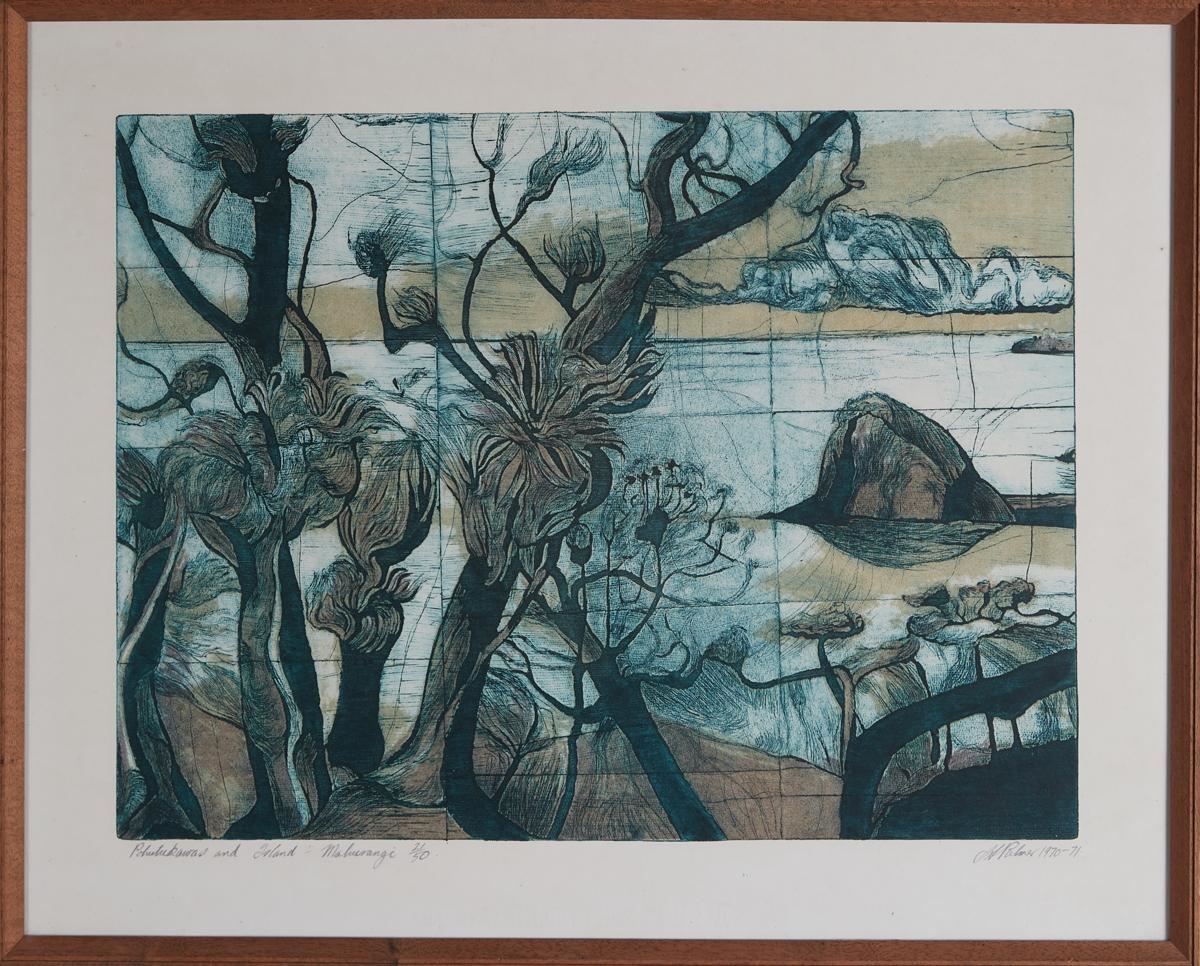 Stanley Palmer | Pohutakawas and Island at Mahurangi (1970 - 1971 ...
