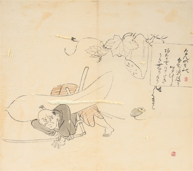 Katsushika Hokusai | Antique Japanese ink and color on paper painting ...
