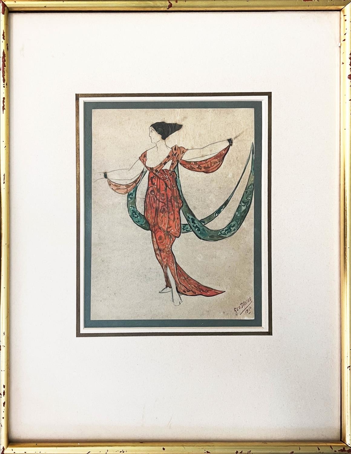 Drains Georges Alexandre | Figure in a Red and Green Dress | MutualArt