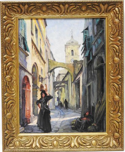 Adolphe Cossard | Sunset in a street of Bonifacio - Corsica | MutualArt