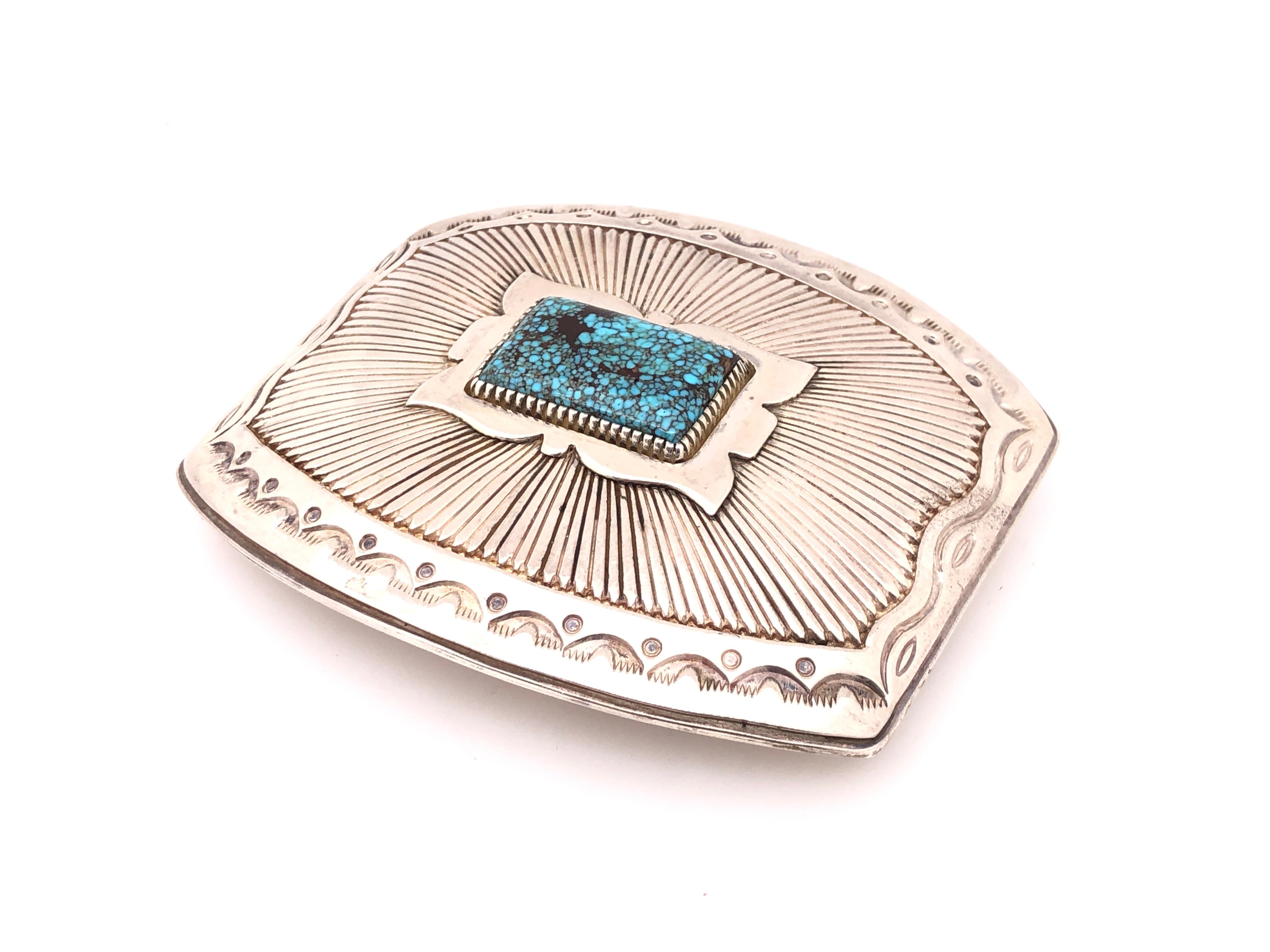 Julian Nez | JULIAN NEZ NAVAJO SILVER INDIAN MOUNTAIN TURQUOISE BELT ...