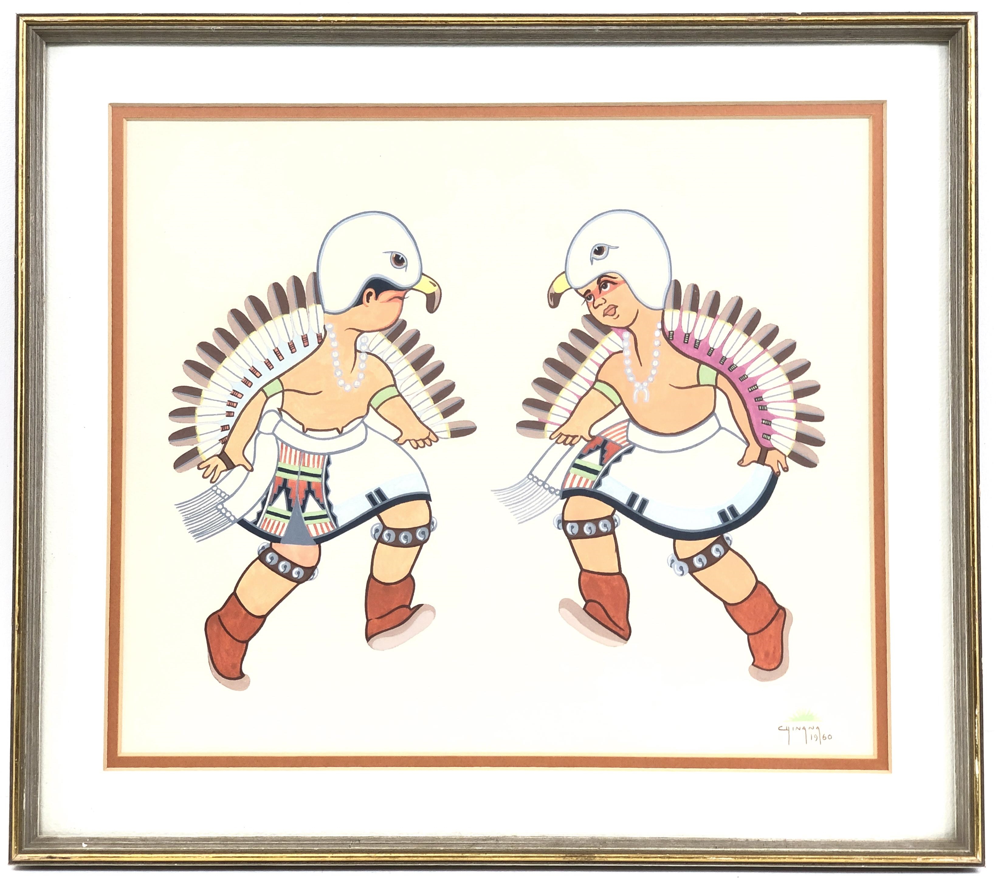 Lawrence Chinana | LAWRENCE CHINANA JR. EAGLE DANCERS TEMPERA ON BOARD ...