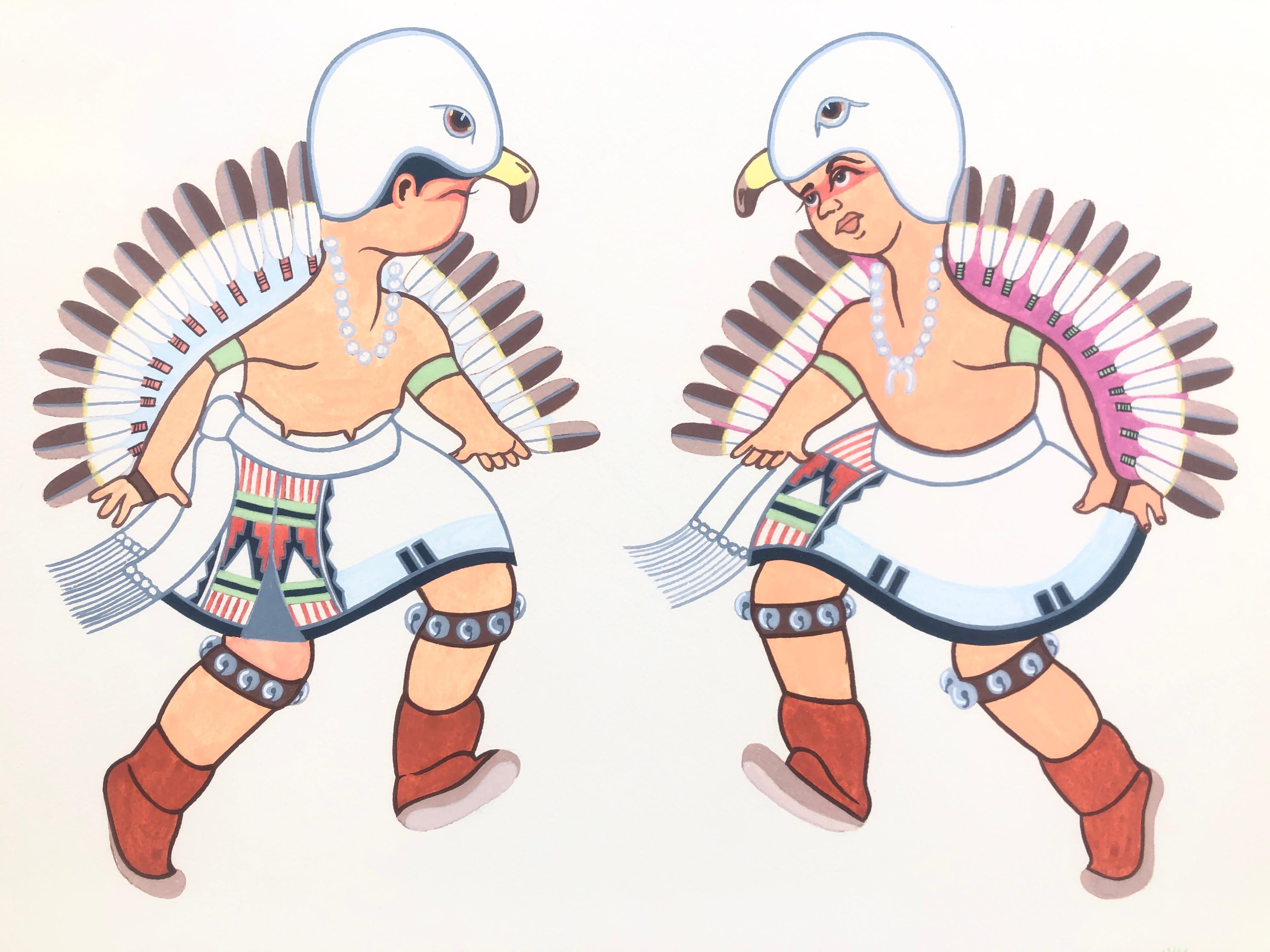 Lawrence Chinana | LAWRENCE CHINANA JR. EAGLE DANCERS TEMPERA ON BOARD ...