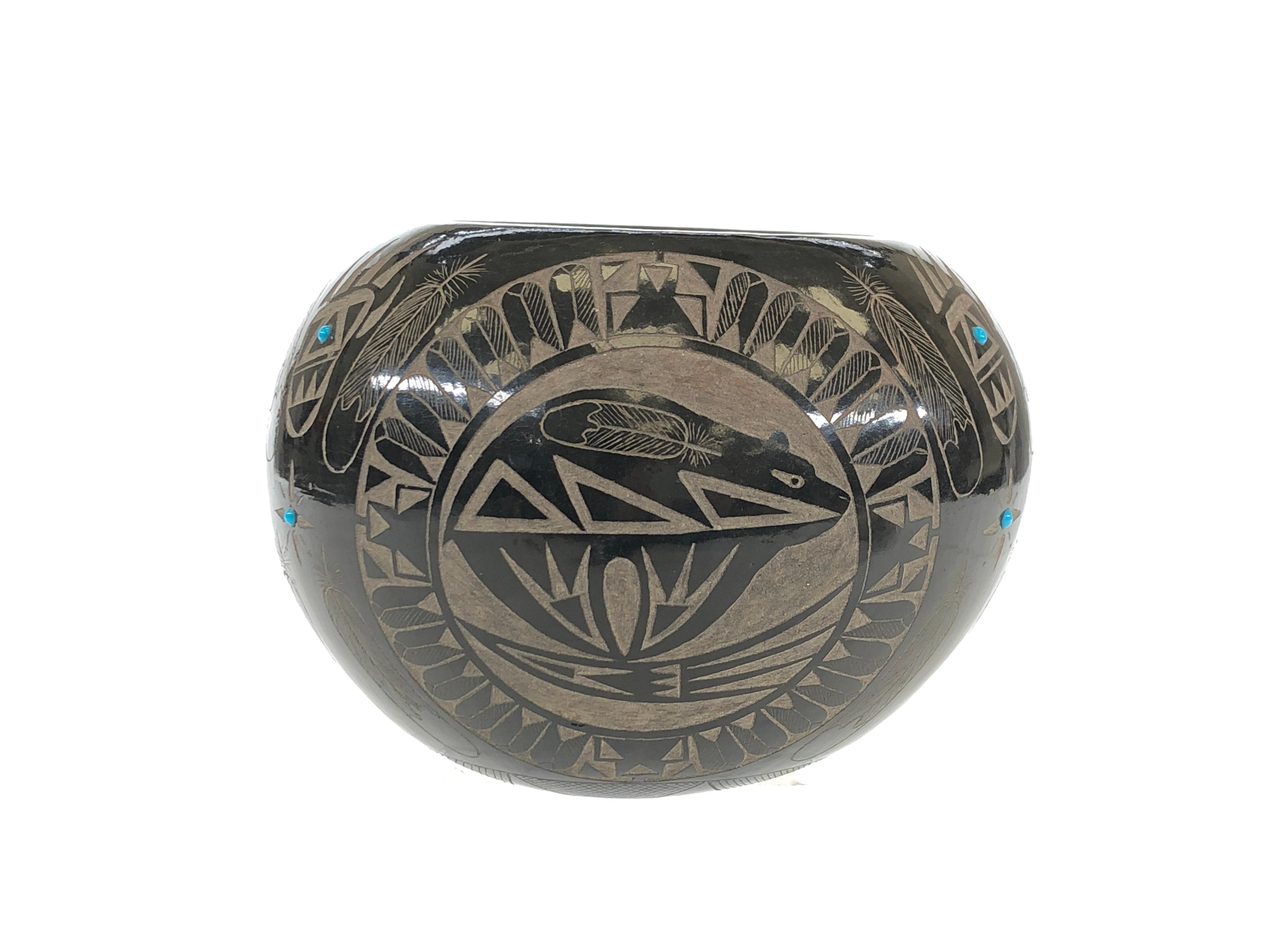 Elmer Red Starr | RED STARR SIOUX BLACKWARE POTTERY SEED POT | MutualArt