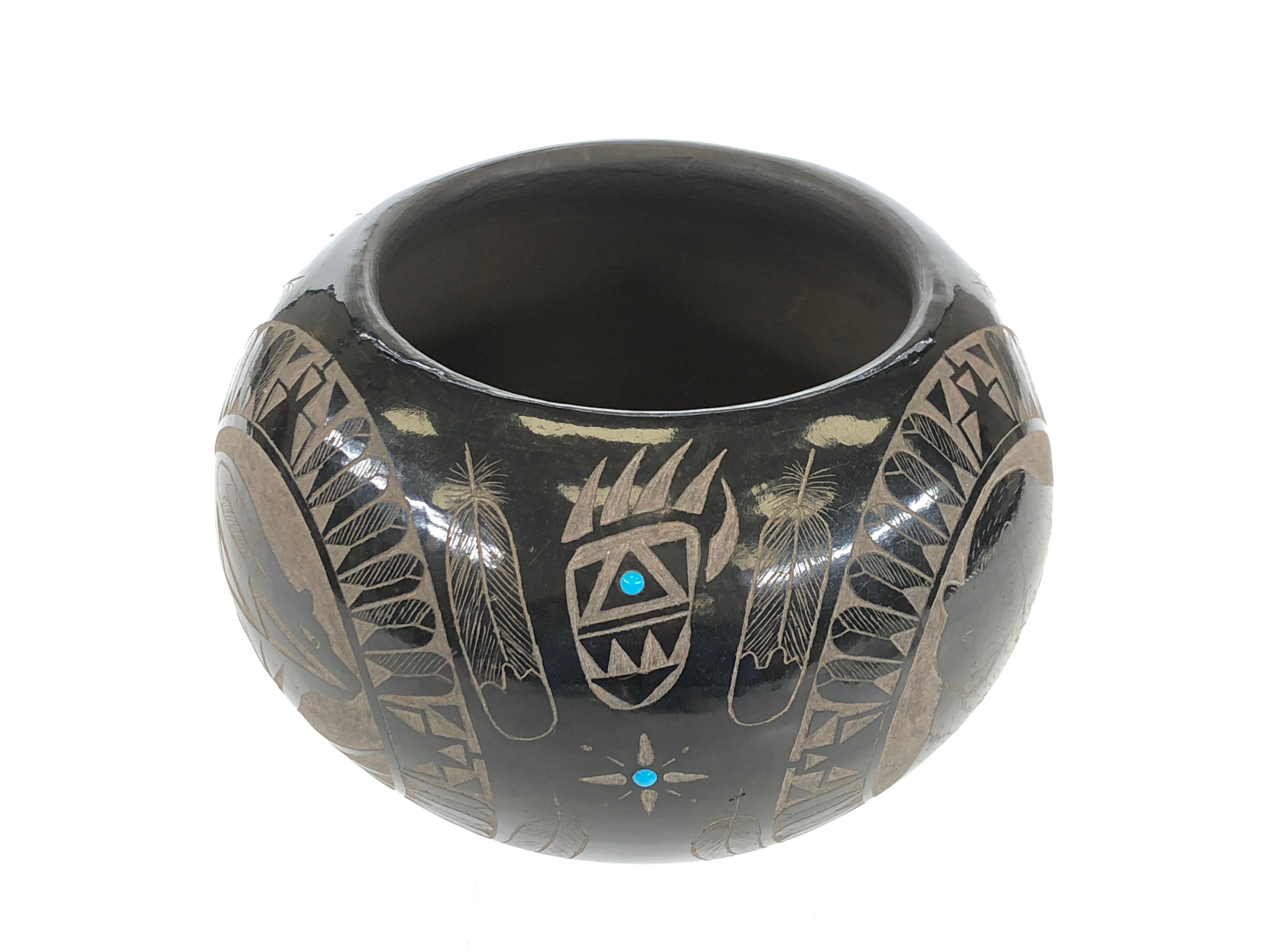 Elmer Red Starr | RED STARR SIOUX BLACKWARE POTTERY SEED POT | MutualArt