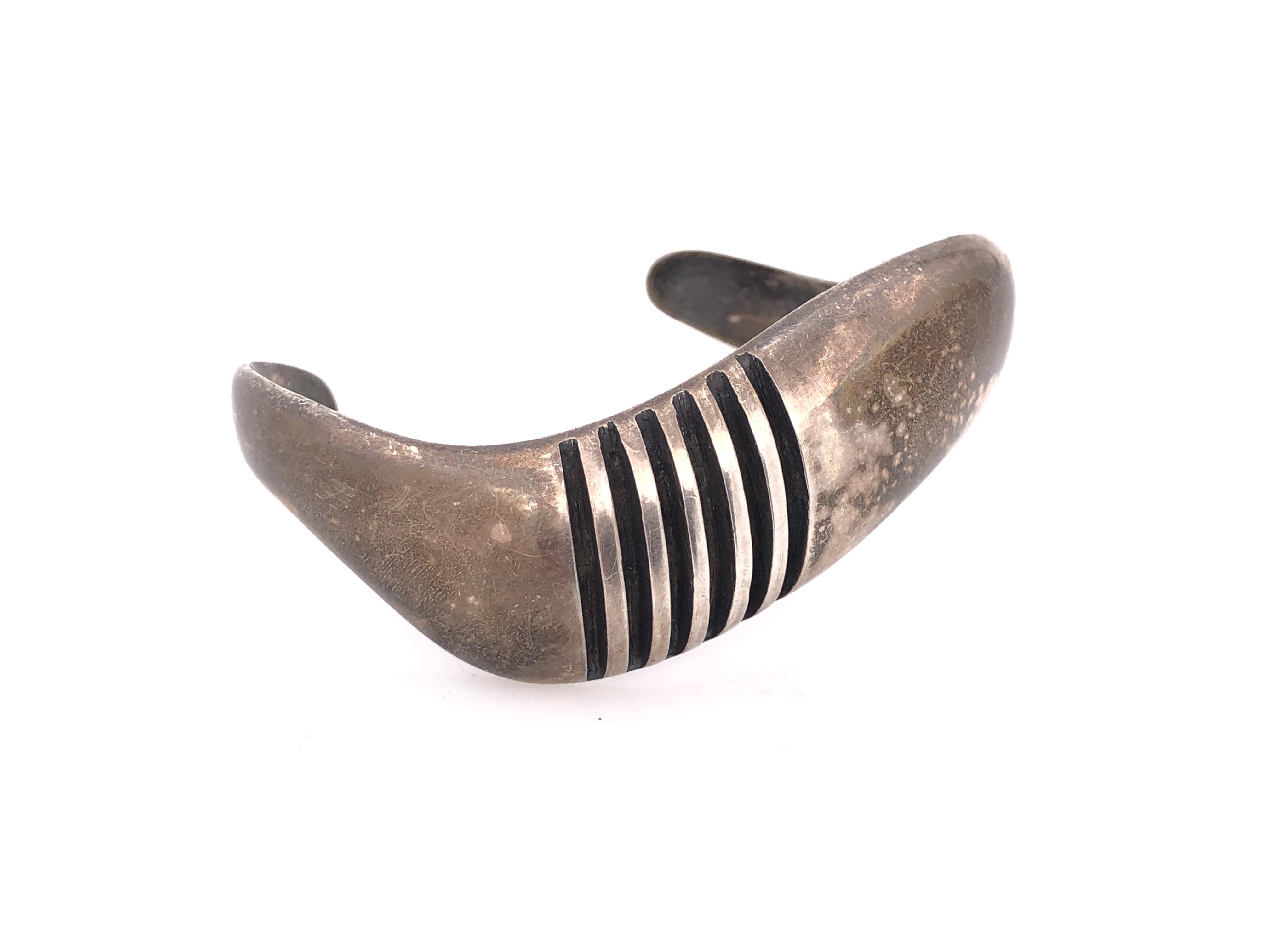 Harvey Begay | HARVEY BEGAY NAVAJO SILVER MODERNIST CUFF | MutualArt