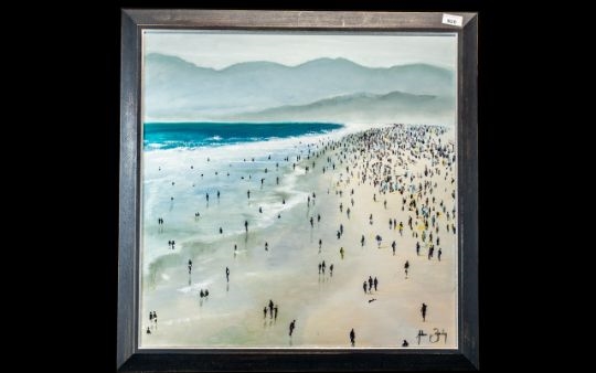 Adam Barsby | A crowded beach scene (1969) | MutualArt