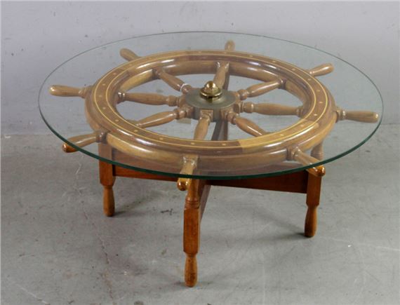 Unknown | Ships Wheel Glass-Top Table | MutualArt