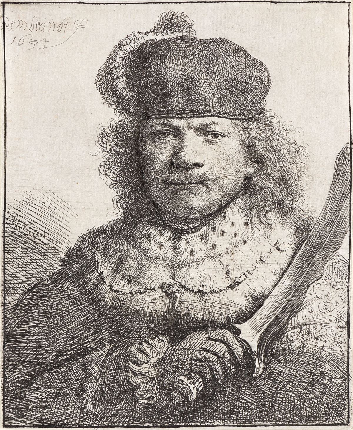 Rembrandt van Rijn | Self Portrait with a Raised Sabre (1634) | MutualArt